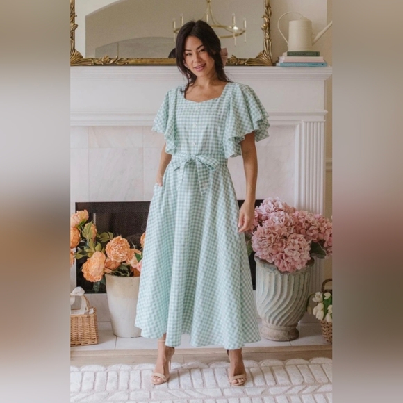 Ivy City Co | Dresses | Gingham Checkered Green Dress | Poshmark